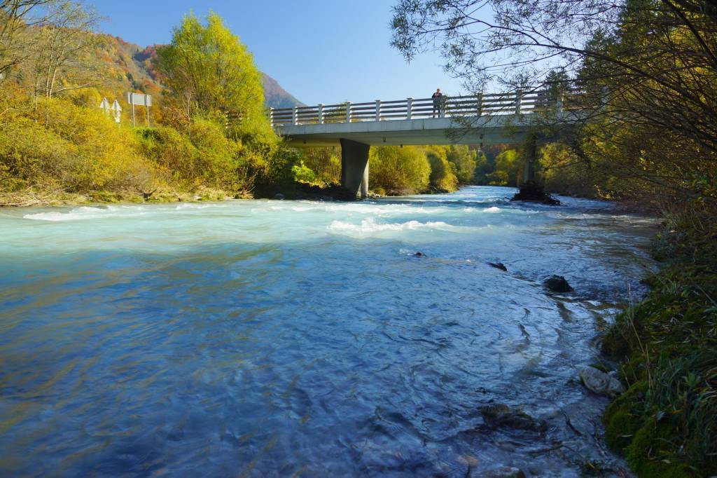 The river Sava Dolinka (from the bridge in Podkoren to the pebble ...